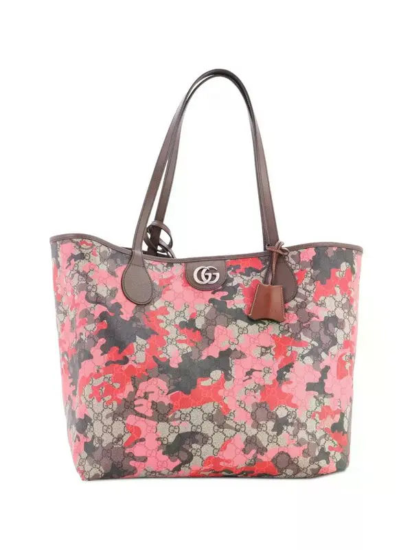 Gucci Gg Open Gg Camouflage Coated Canvas Large Tote Bag