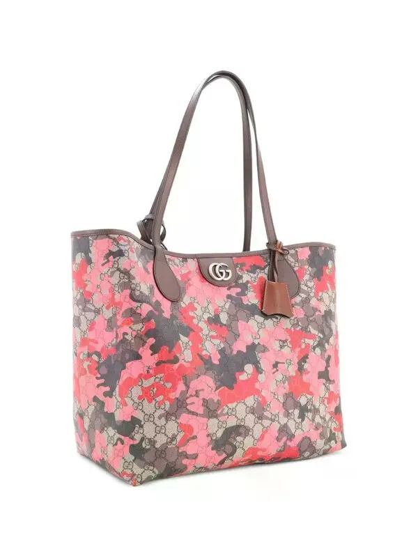 Gucci Gg Open Gg Camouflage Coated Canvas Large Tote Bag