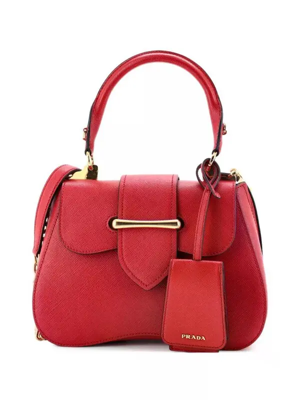 Prada Sidonie Top Handle Bag Saffiano Leather Small Satchel - Red