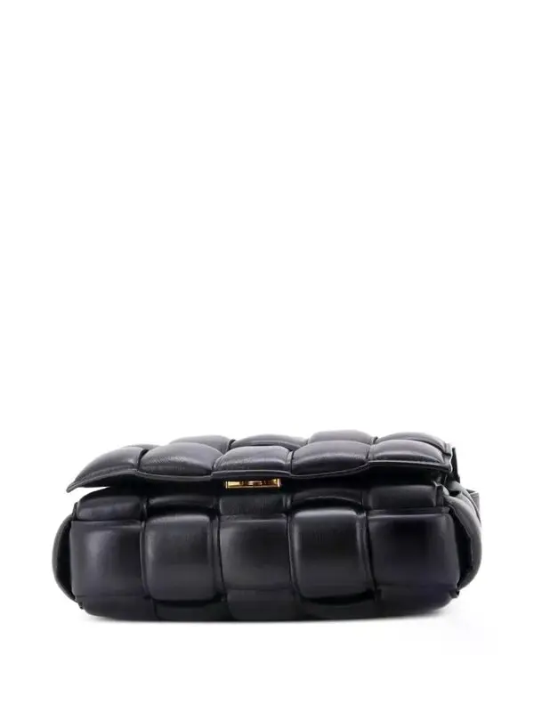 Bottega Veneta Cassette Padded Maxi Intrecciato Leather Crossbody Bag - Black