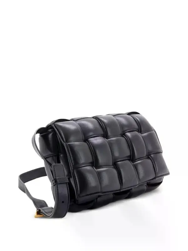 Bottega Veneta Cassette Padded Maxi Intrecciato Leather Crossbody Bag - Black