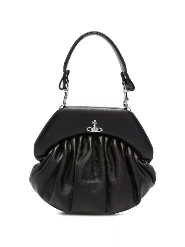 VIVIENNE WESTWOOD Orb-plaque Ruched Tote Bag - Black