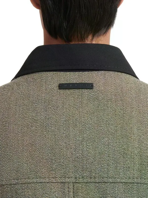 Marni Taupe Tweed Jacket With Sculptural Collar