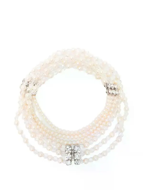 Alessandra Rich Multi-strand Faux Pearl And Crystal Necklace - Neutrals