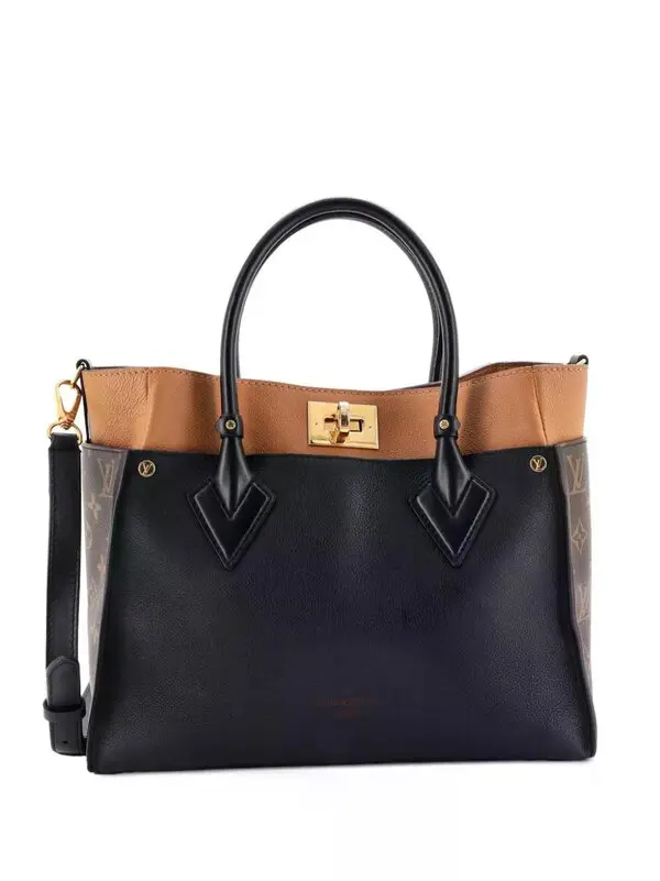 LOUIS VUITTON On My Side Leather With Monogram Canvas Mm Tote Bag - Black
