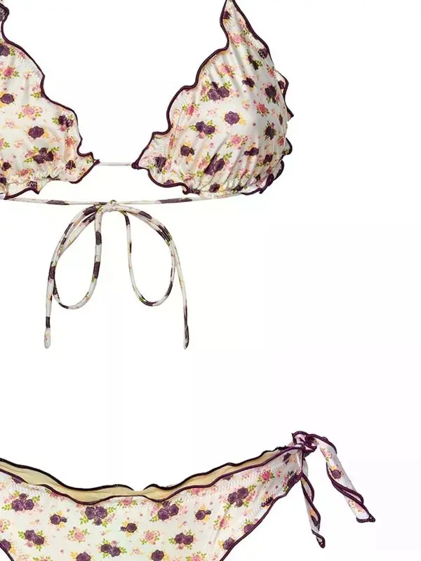 ME FUI Floral-print Ruffled Bikini