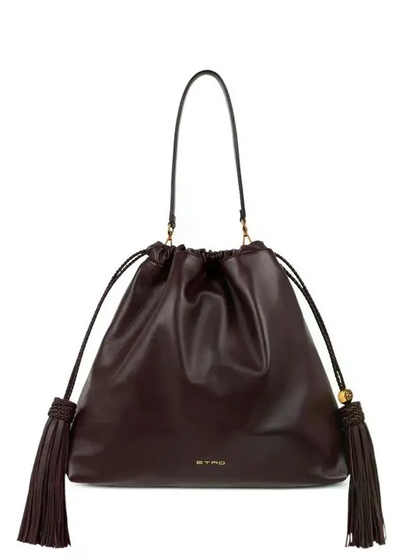Etro Large Leather Kalispera Bag With Tassels - Brown