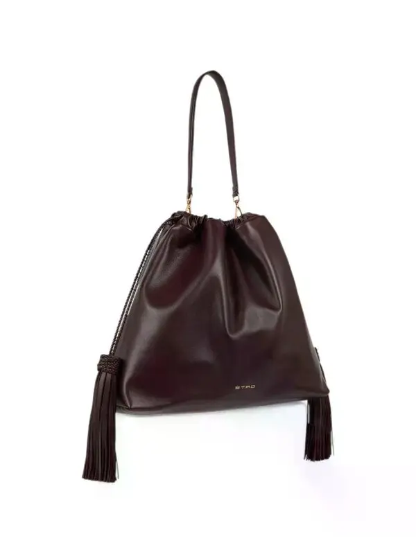 Etro Large Leather Kalispera Bag With Tassels - Brown