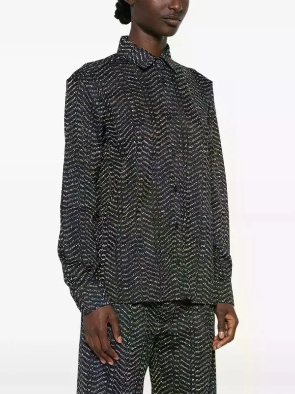 Missoni Long Sleeve Chevron Knit Shirt - Blue