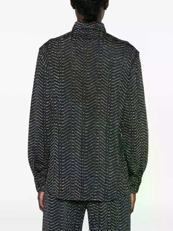 Missoni Long Sleeve Chevron Knit Shirt - Blue