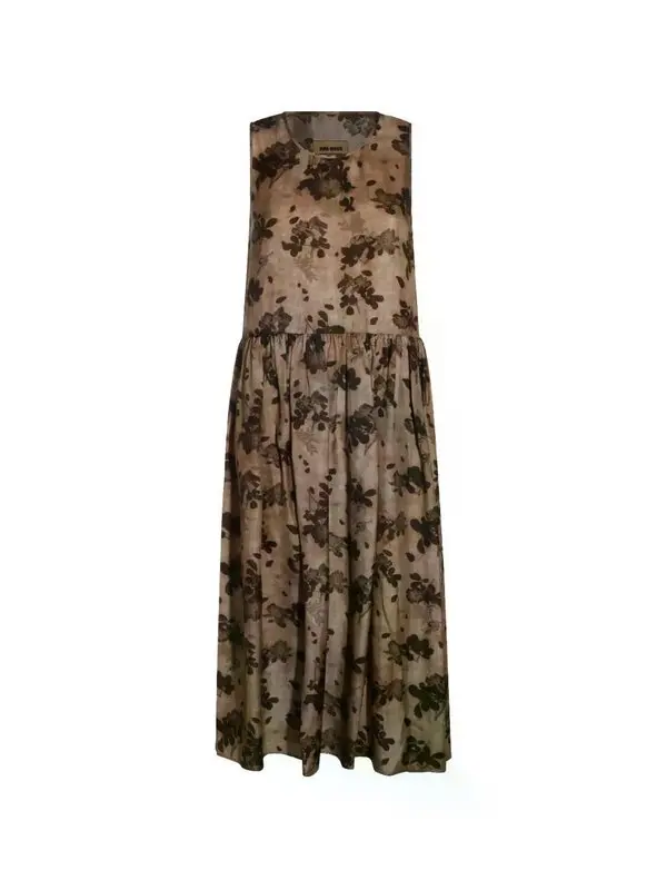 UMA WANG Sleeveless Floral-print Midi Dress - Neutrals