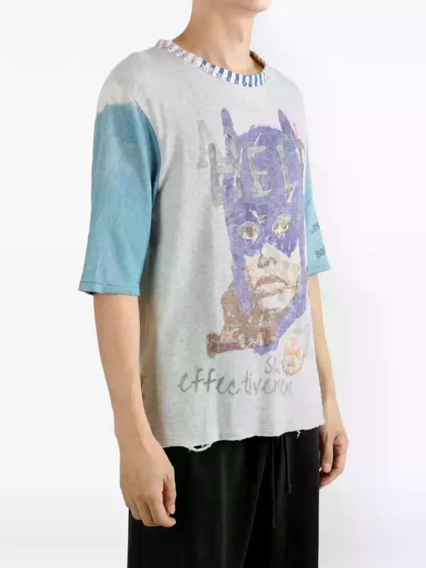 SAITOS Batman Graphic-print Distressed T-shirt