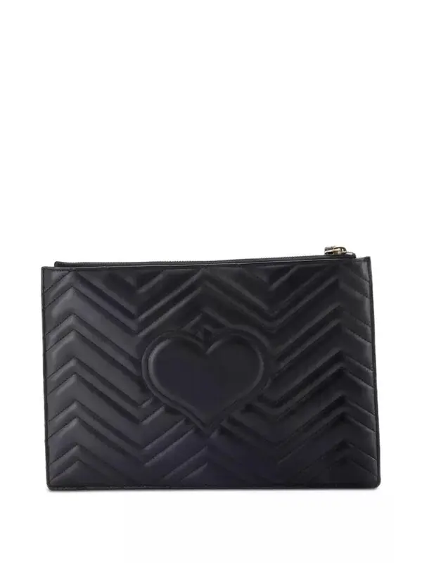 Gucci Gg Marmont Matelasse Leather Pouch - Black