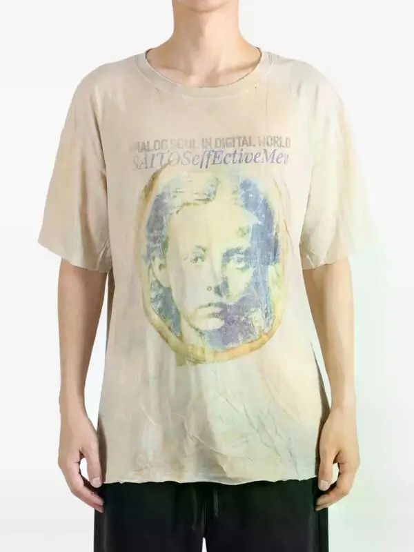 SAITOS Analog Soul Graphic-print Distressed T-shirt