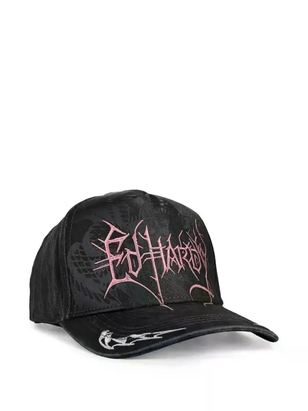 Ed Hardy Cyber Logo Satin Trucker Hat - Black