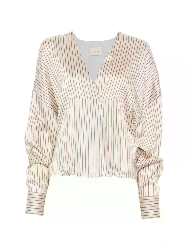 ALYSI Vertical-stripe Long-sleeve Blouse