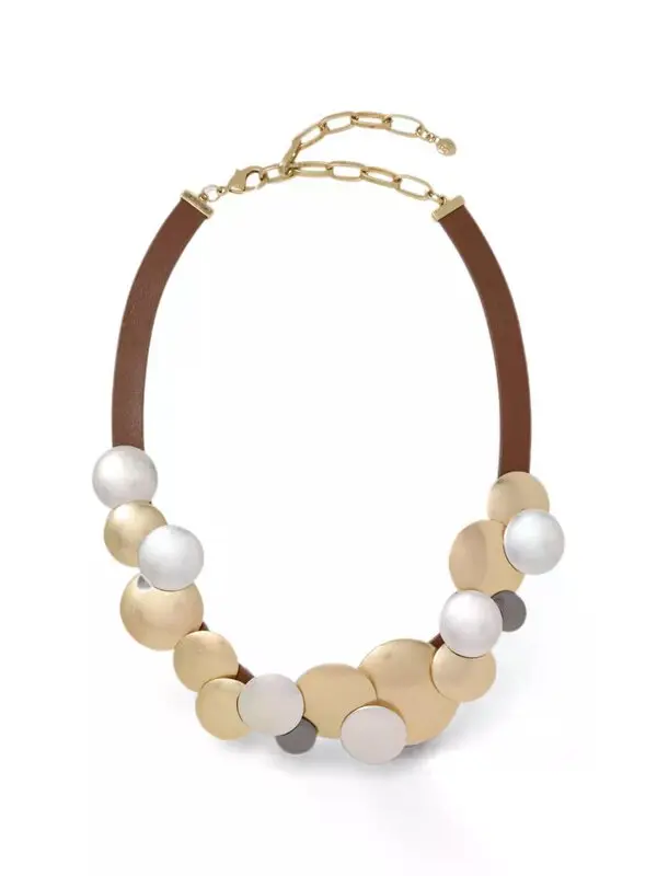ROXANNE ASSOULIN Lentil Disc Leather Necklace - Gold