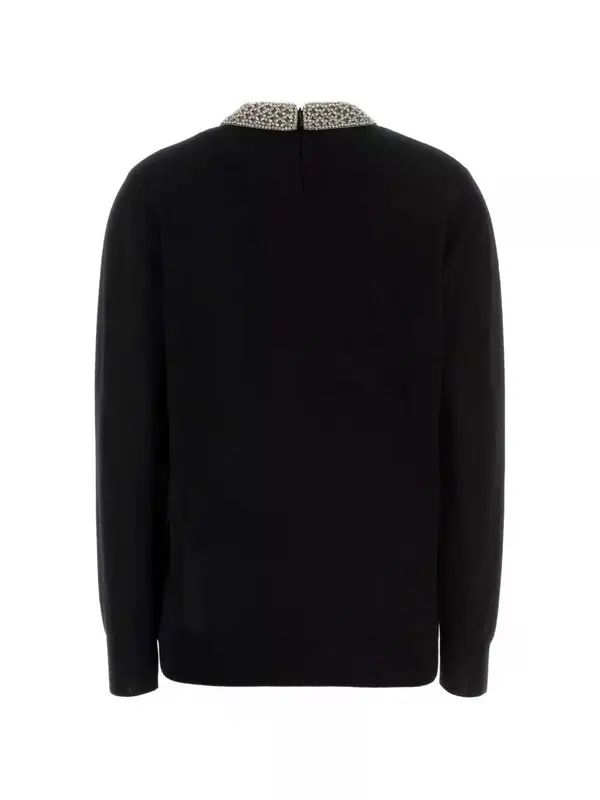Valentino Garavani Crystal-embellished Pussy-bow Wool Sweater