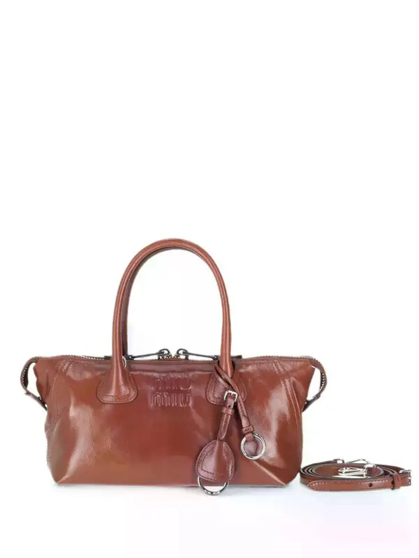 Miu Miu Logo-embossed Leather Tote Bag