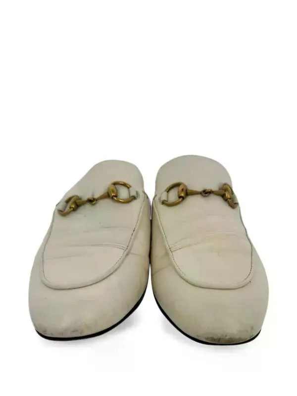 Gucci Horsebit Mules Beige Almond Toe Flat Sole