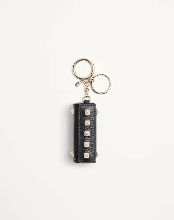 Valentino Garavani Rockstud Charm In Grainy Calfskin - Black