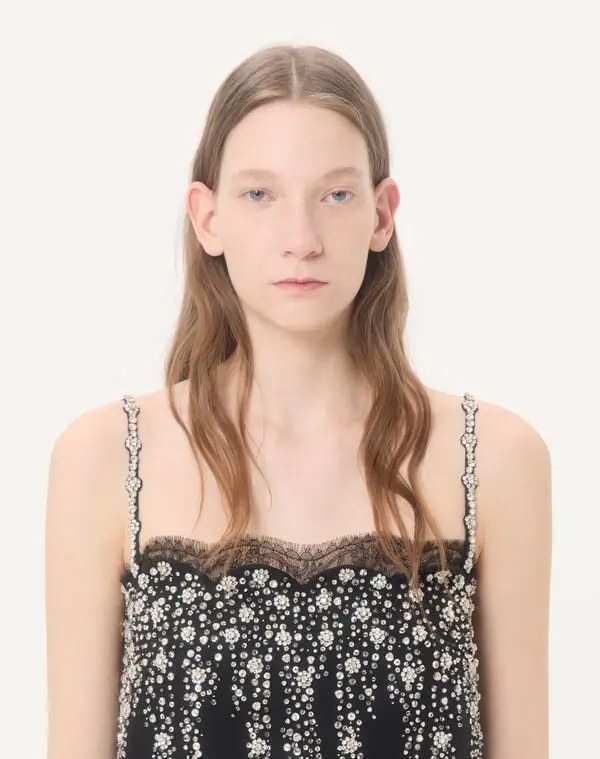 Valentino Garavani Embroidered Crepe Couture Short Dress