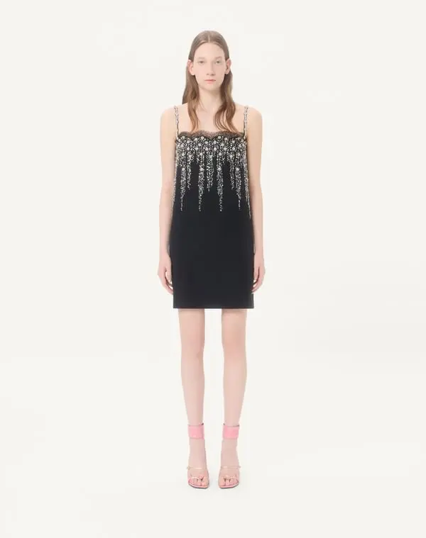 Valentino Garavani Embroidered Crepe Couture Short Dress
