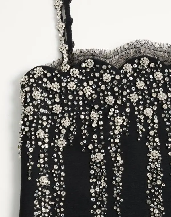 Valentino Garavani Embroidered Crepe Couture Short Dress