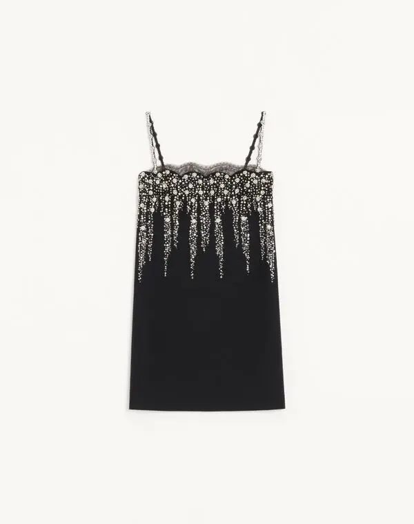 Valentino Garavani Embroidered Crepe Couture Short Dress
