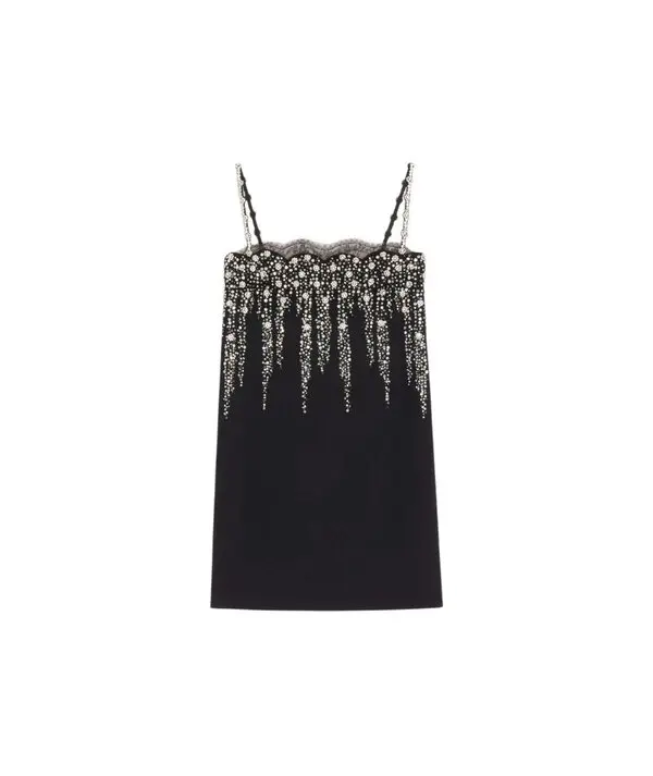Valentino Garavani Embroidered Crepe Couture Short Dress - Black
