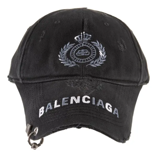 Balenciaga Bb Destroyed Piercing Cap - Black