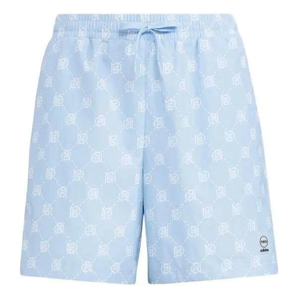 Adidas Neo Pattern Printing Lacing Casual Sports Shorts - Blue