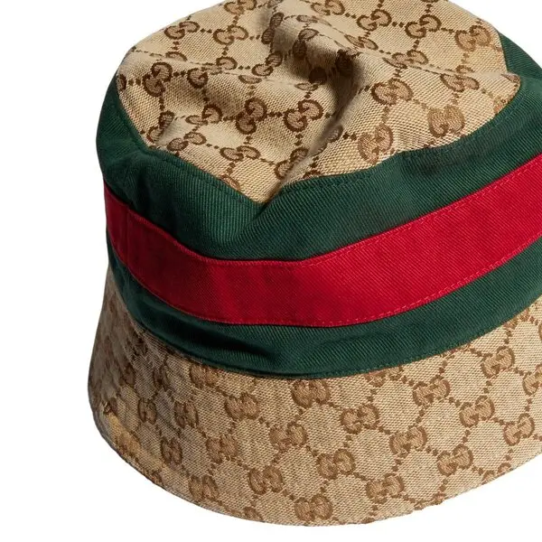 Gucci Gg Cotton Canvas Bucket Hat With Web Detail
