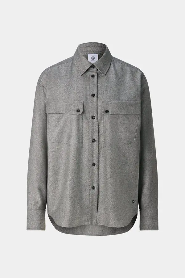 Bogner Robyn Virgin Wool Herringbone Flannel Shirt Blouse