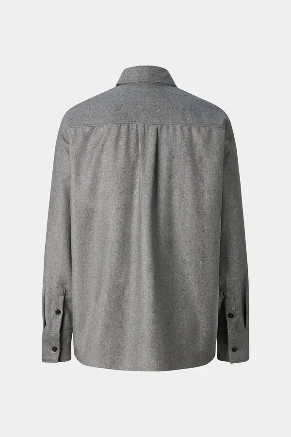 Bogner Robyn Virgin Wool Herringbone Flannel Shirt Blouse