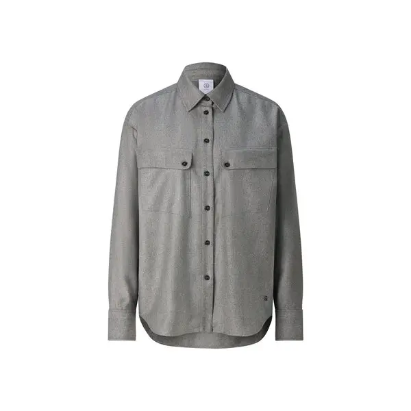 Bogner Robyn Virgin Wool Herringbone Flannel Shirt Blouse