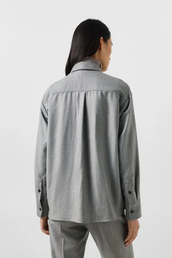 Bogner Robyn Virgin Wool Herringbone Flannel Shirt Blouse