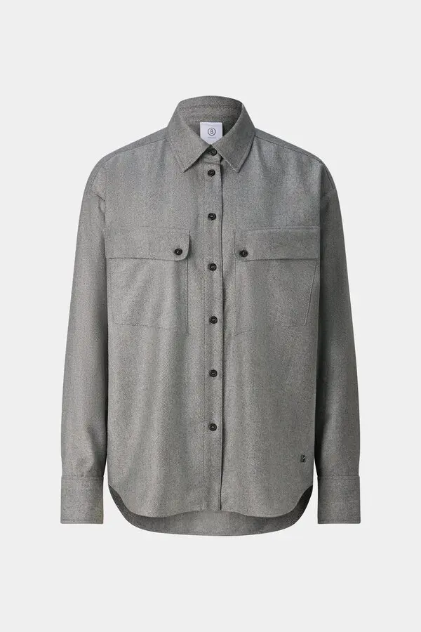 Bogner Robyn Virgin Wool Herringbone Flannel Shirt Blouse
