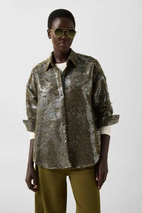 Bogner Florence Sequin Shirt Blouse - Olive
