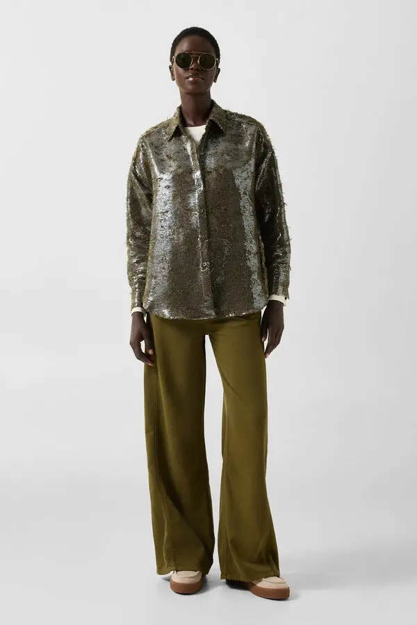 Bogner Florence Sequin Shirt Blouse - Olive
