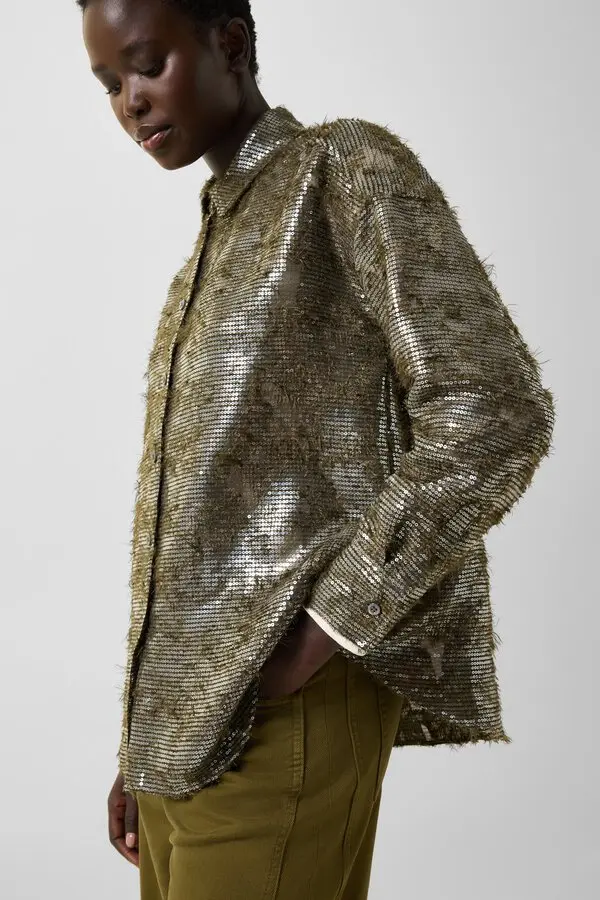 Bogner Florence Sequin Shirt Blouse - Olive