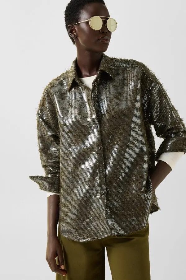 Bogner Florence Sequin Shirt Blouse - Olive