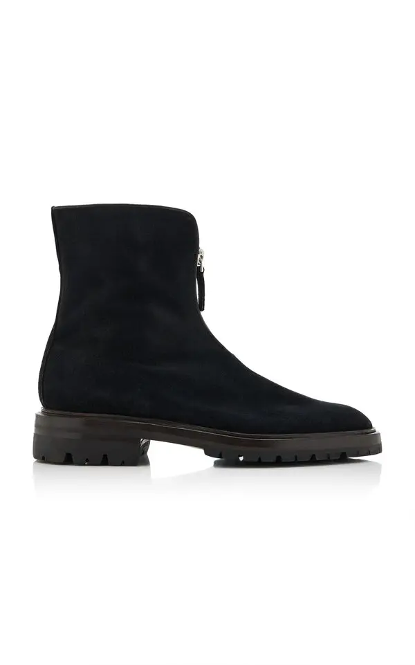 THE ROW Zip Up Ankle Boots With Lug Sole - Black