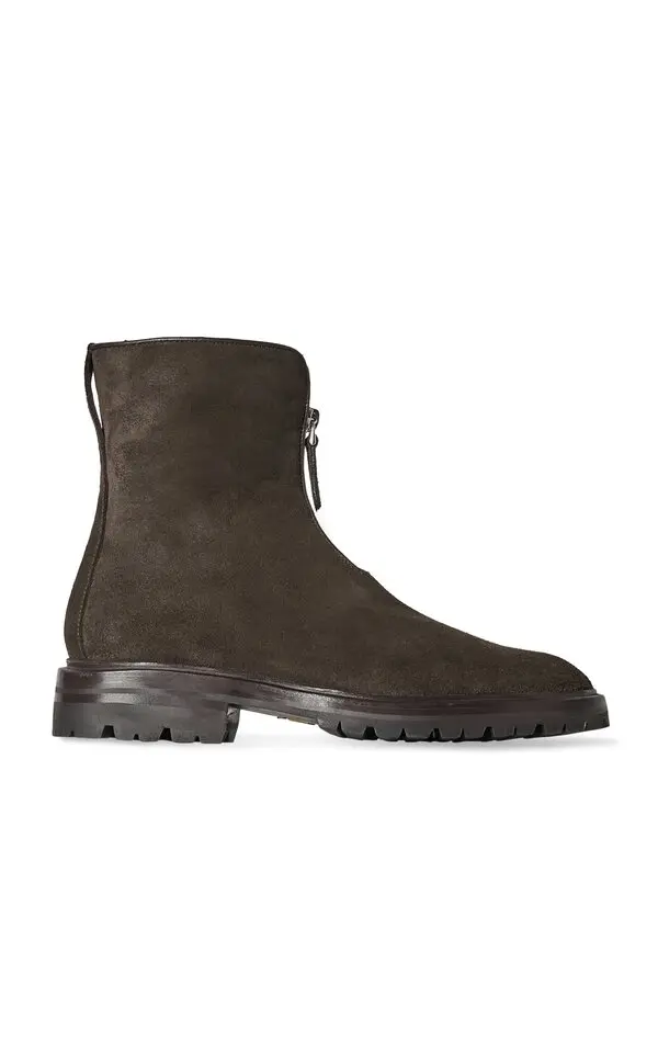 THE ROW Zip Up Ankle Boots With Lug Sole - Brown