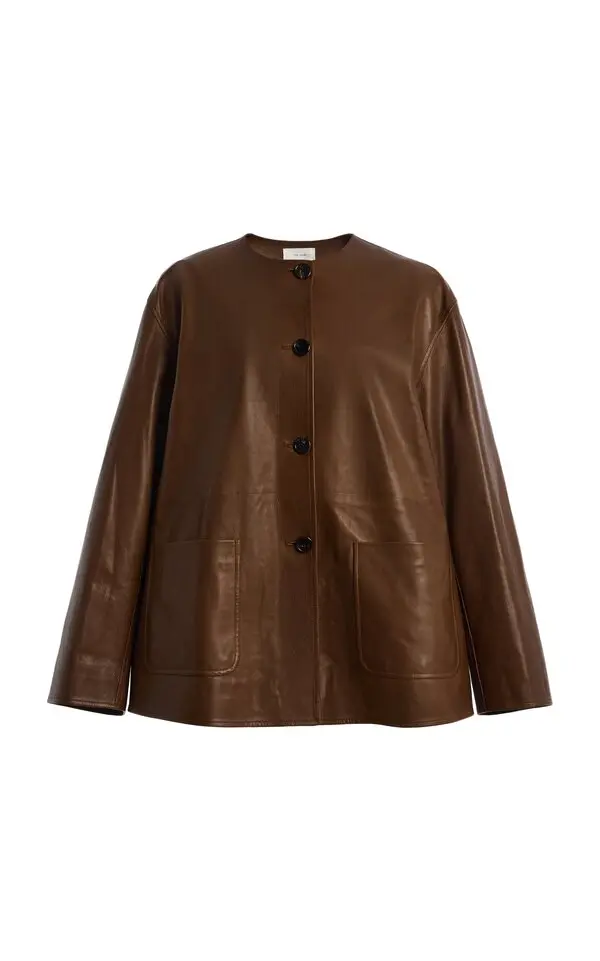 THE ROW Quintus Leather Jacket - Brown