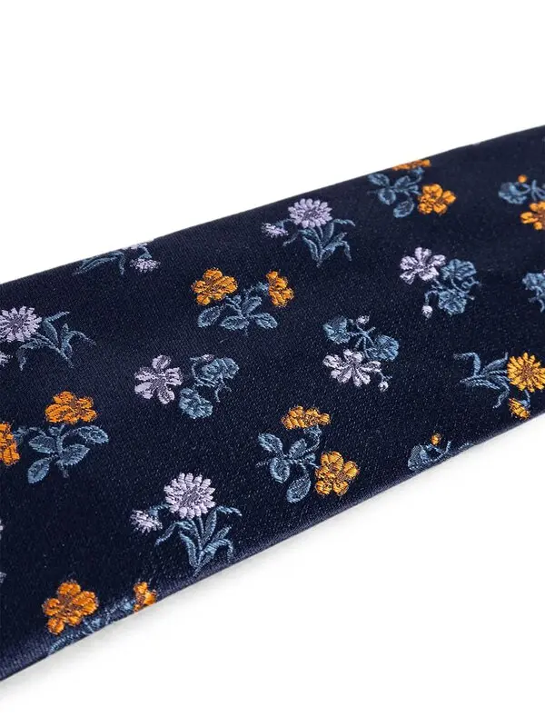 Dries Van Noten Printed Silk Neck Tie - Blue