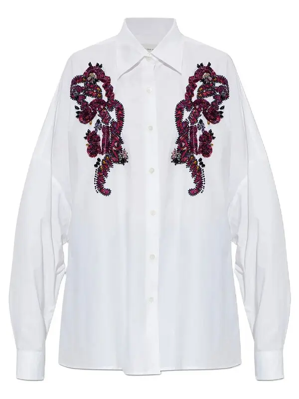 Dries Van Noten Oversized Cocoon Shirt With Embroidery