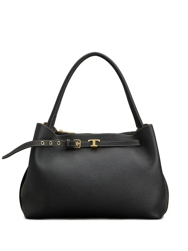 TOD'S Small T Signature Leather Handbag - Black