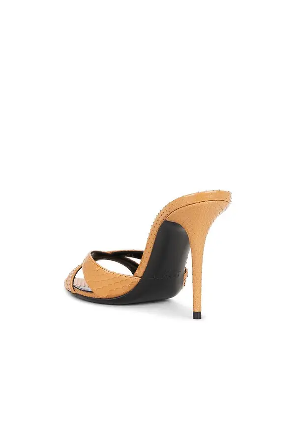 Saint Laurent Gippy Python Mule Sandal - Pitty Brandy