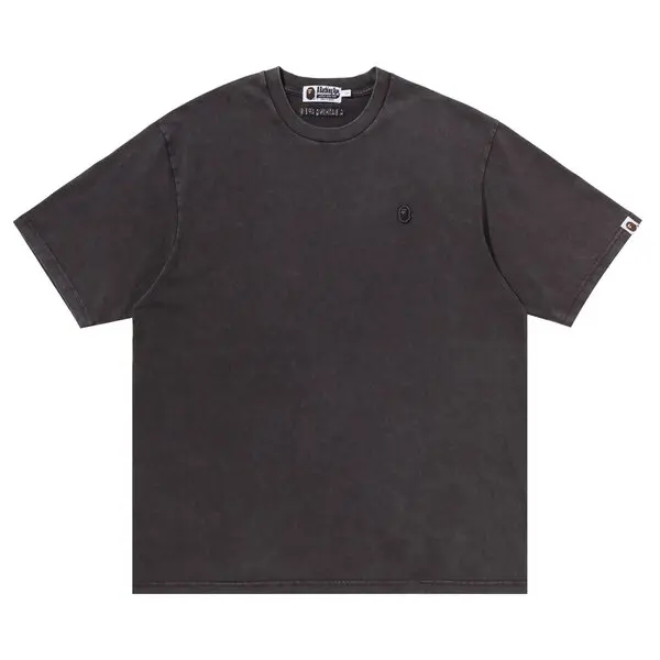 A BATHING APE Garment Dyed One Point Relaxed Fit Tee 'charcoal